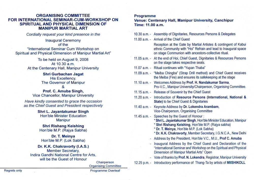 Spiritual Physical Dimension Of Manipur Martial Arts